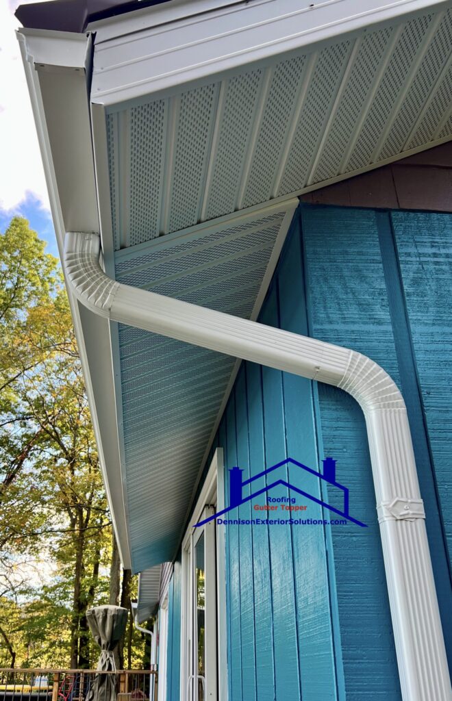 Seamless Gutters & Downspouts - White - Dennison Roofing & Gutter Toppers